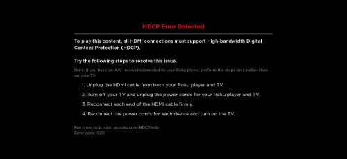 What Does a Roku HDCP Error Detected Message Mean?